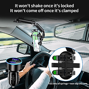 Phone Mount for Car,Rearview Mirror Phone Mount Holder for Car,Car sun visor phone holder,[2023 Flagship]Rotatable and Retractable Car Phone Holder,Works on all iPhone and Android smartphones