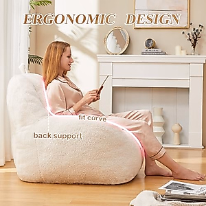 Homguava Bean Bag Chair Sherpa Bean Bag Lazy Sofa Beanbag Chairs for Adults with High Density Foam Filling Modern Accent Chairs Comfy Chairs for Living Room, Bedrooms