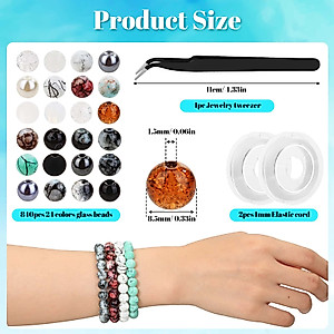 840pcs 8mm Glass Beads for Jewelry Making, 24 Colors Glass Beads for Bracelet Making, Marble Round Loose Beads for Men Women Bracelet Earring Necklace Jewelry Making Supplies