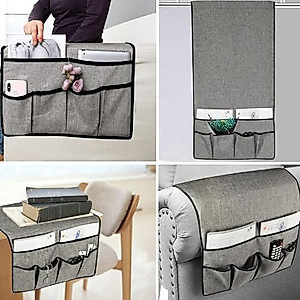 Iwtmm Arm Chair Organizer, Armchair Caddy for Recliner Non-Slip Couch Caddy with 6 Pockets, Magazines, TV Remote Control Holder, 19 x 35 inches