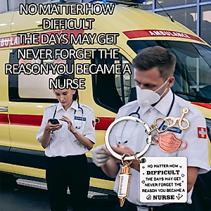 Guqqeuc Nurse Graduation Gifts Stethoscope Syringe Keychain for Doctor Nurse Appreciation Gifts for Women Nursing Grad Keyrings for Nurse Student Inspirational Gifts for Nurse Practitioner