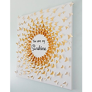 Hand-made 3D Butterflies - Ombre Sun Art with Quote! Customizable! 24 x 24