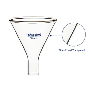 Labasics Glass Powder Funnel, Heavy Wall Borosilicate Glass Short Stem Funnel with 50 mm Top Height and 26 mm Stem Height