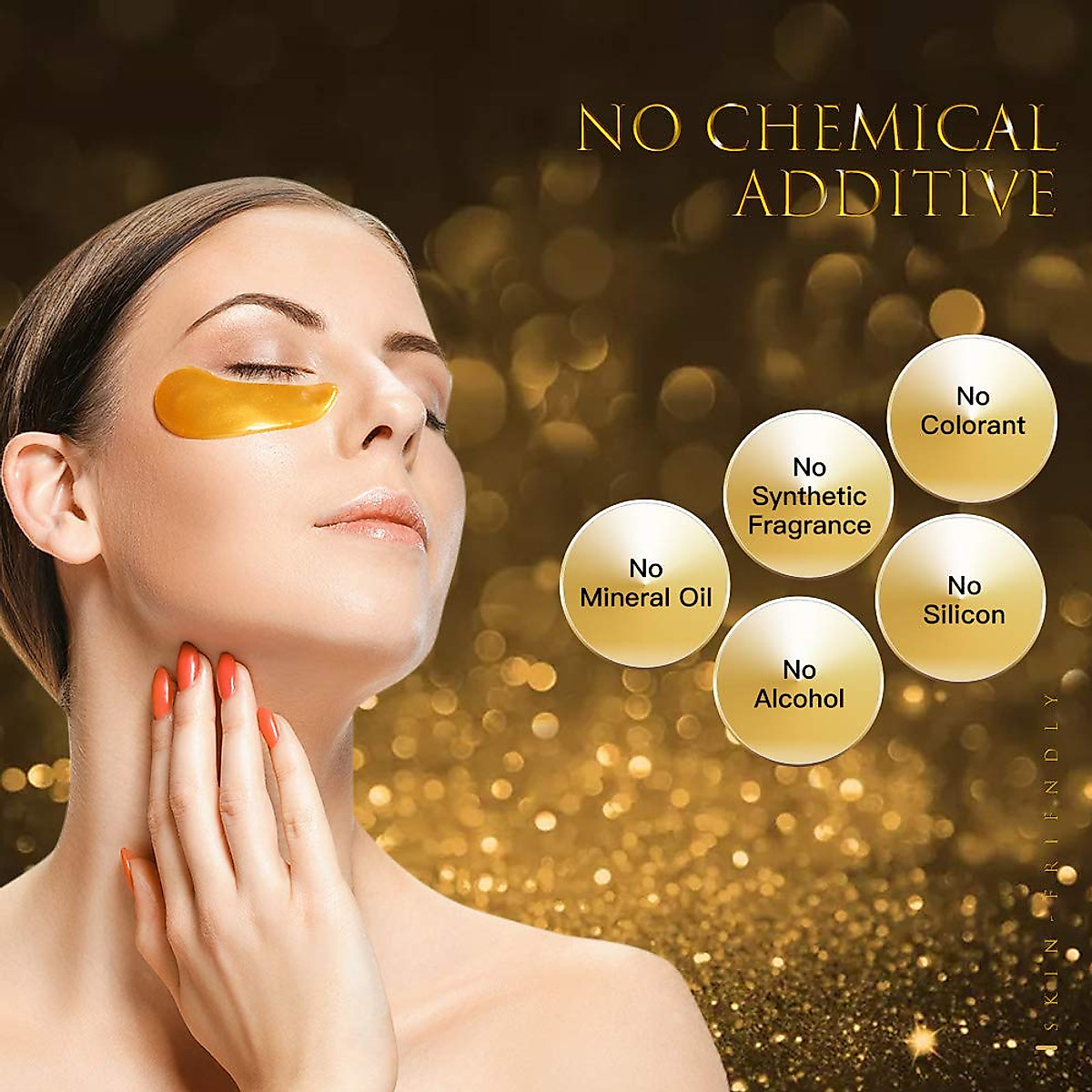 HOPEMATE Eye Patches, Under Eye Mask, 24K Gold Eye Treatment Mask, Dark Circles Gel Pads, Under Eye Bags Treatment for Puffy Eyes, Anti-Wrinkle , 14 Pairs