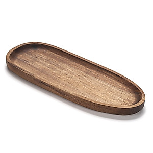 DECRAFTS Wooden Serving Platter Plates Acacia Wood Serving Tray for Snacks Bread Fruit Salad Cheese Board (11.8x4.7x0.8 inch)