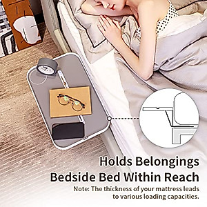 KIWIFOTOS Bedside Shelf for Box Spring Bed/Plate Bed/Platform Bed Removable Bedside Tray Bedside Table Nightstand Shelf Fit with Mattress Thickness 15cm (5.9") (Insert into Mattress/L Shape)