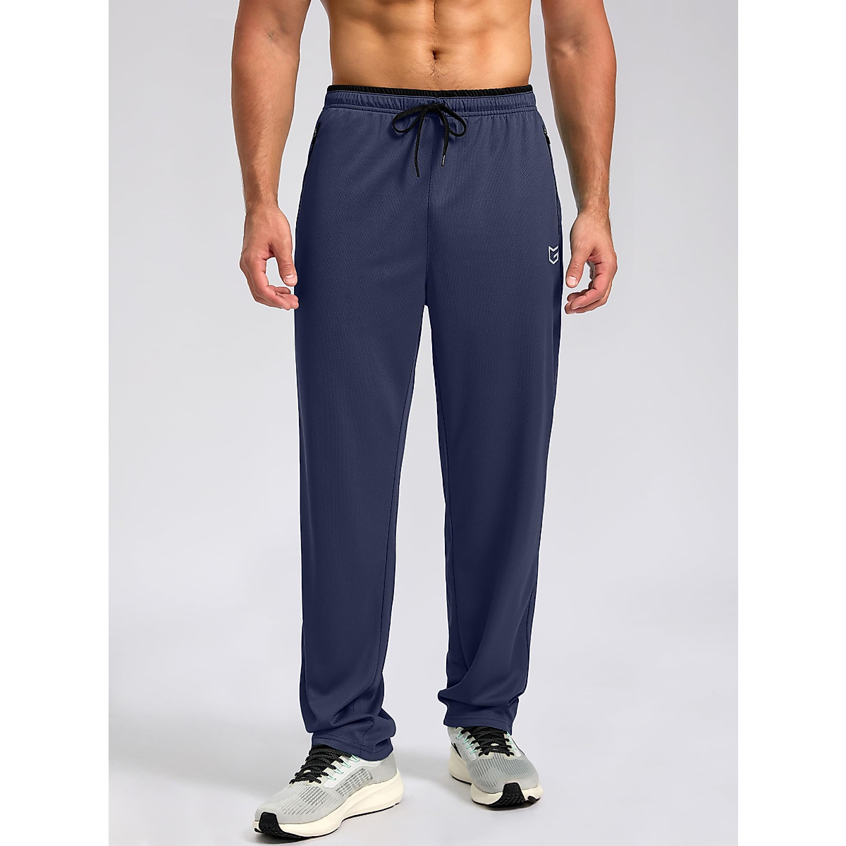 G Gradual Men's Sweatpants Mesh Lightweight with Zip Pockets Breathable Quick Dry Athletic Pants for Workout Running (Navy, Medium)