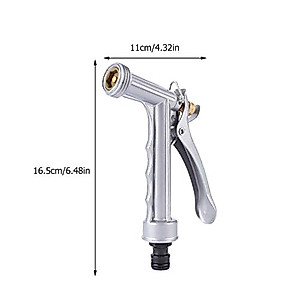 Happyyami Metal Hose Spray Multi- Functional Household Car Wash Water Zinc Alloy Water Nozzle with Threaded Front Garden Water Garden Watering Tool Garden Hose Sprayer