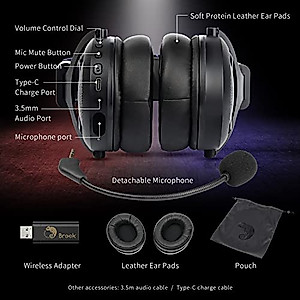 Brook 2.4GHz Wireless Headset - Cross-Platform Wireless Gaming Headset for PS5, PS4, PC, Mac, Android, and Switch, Low Latency (with Extra Earpads)