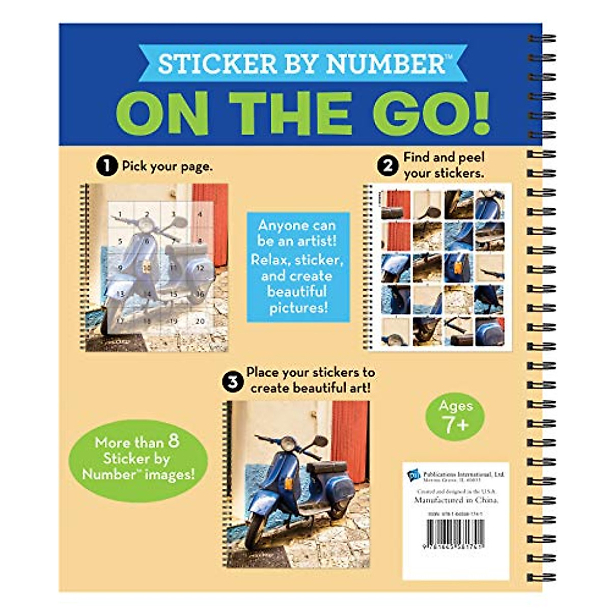 Brain Games - Sticker by Number: On the Go (Easy - Square Stickers): Create Beautiful Art With Easy to Use Sticker Fun!