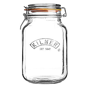 Kilner 0025.512 Square Glass Clip Top Preservation Jar, 1.5L, Transparent