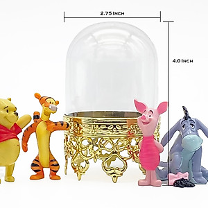 12 Pack Cake Plate Stand with Dome Cover (Gold), Mini Cloche Display, Display Cakes, Figurines (12 Gold)