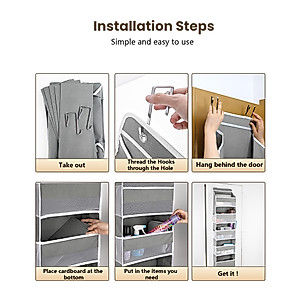 Oterri 5 Tier Over The Door Organizers,Door Hanging Organizer with 11 Pockets,Sag-Proof Versatile Hanging Storage for Baby Essentials,Towels,Cosmetics,Kitchen Supplies and Toys,Grey