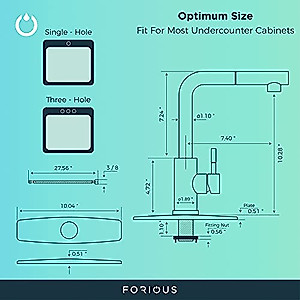 FORIOUS Matte Black Kitchen Faucets with Pull Down Sprayer, Single Handle Kitchen Sink Faucet with Pull Out Sprayer