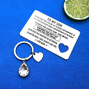 Engraved Wallet Insert Card for Son from Mom, Inspirational Gifts for Son, Son Wallet Card Gifts, Stainless Steel Son Birthday Card, Graduation Gifts Christmas Deployment Gifts for Son