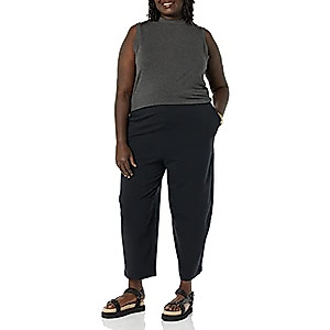 Daily Ritual Women's Terry Cotton & Modal Barrel-Leg Sweatpant, Black, Large