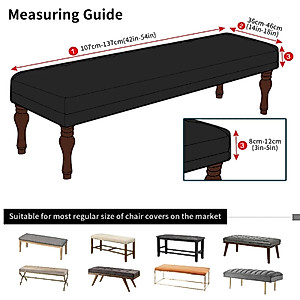 SearchI Brown Flower Stretch Dining Bench Cover, Washable, Protective, Durable Bench Seat Covers for Dining Room, Living Room, Kitchen