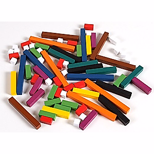 hand2mind Wooden Cuisenaire Rods with Trays, Math Manipulatives, Montessori Math Rods, Math Counters, Math Blocks, Counting Blocks, Montessori Math, Fraction Bars, Number Rods (Set of 6)