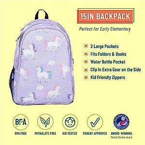 Wildkin 15 Inch Kids Backpack Bundle with Lunch Box Bag (Unicorn)