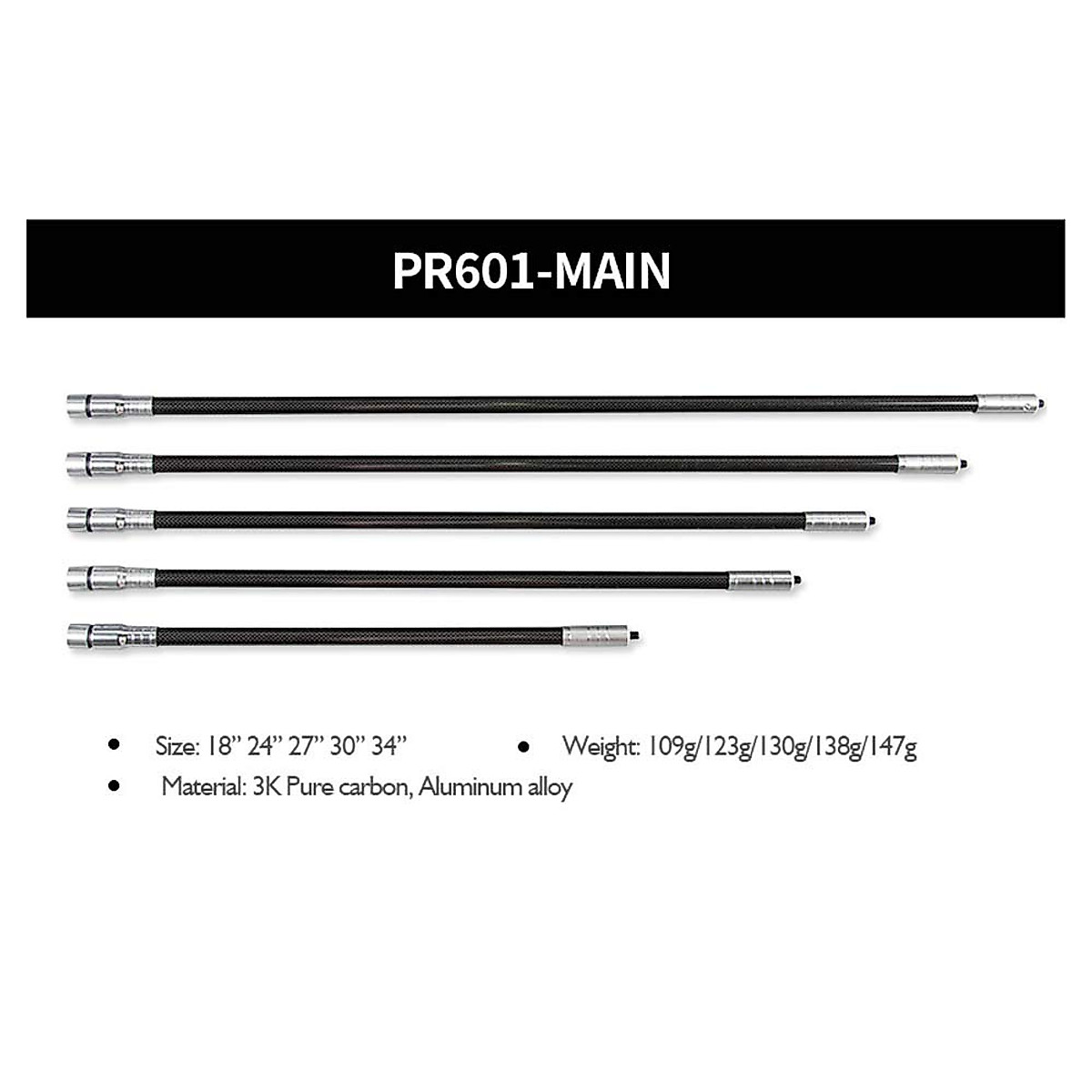 MILAEM 4-34 Inch Archery Bow Stabilizer Rod Carbon Fiber Stabilizer Extender Balance Bar Extension Pole for Recurve Compound Bow (4 inch)