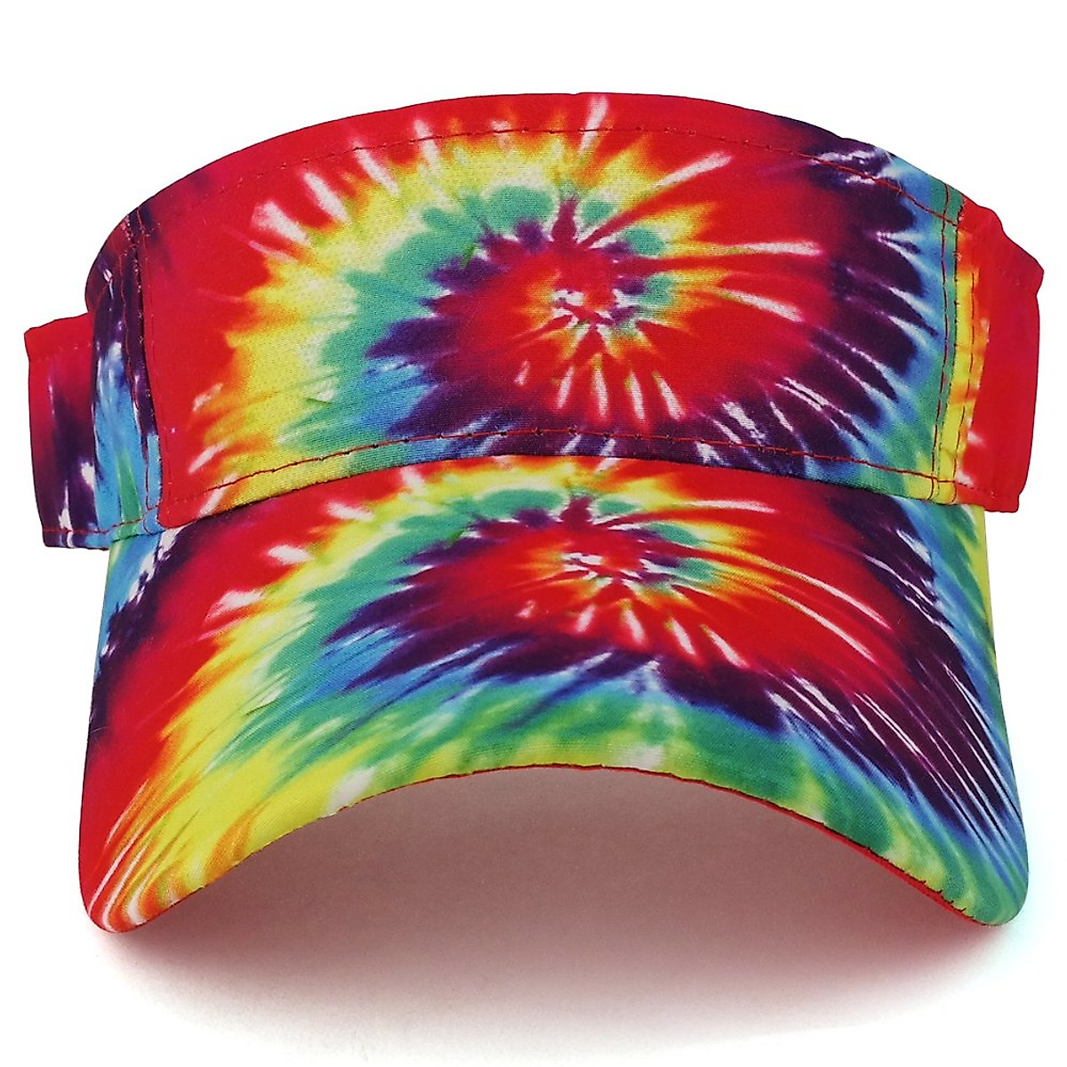 Hippy Tie Dye Printed Colorful Cool Summer Visor Cap - Rainbow