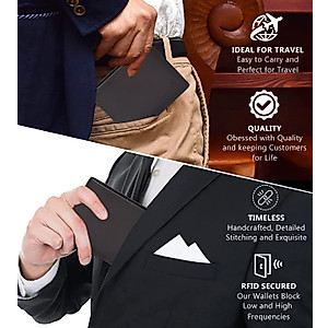 Mens Leather Wallet Rfid Blocking Slim Bifold Front Pocket Flip ID Window With 12 Slots | Real Chrome Free Leather | Multiple Card Holder | Compact Premium Best Handmade Gift (Chocolate Brown)