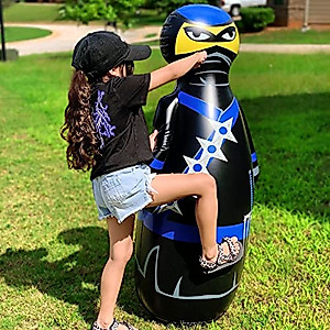INFLATABLE DUDES Ninja (Nobi) 47 Inches -Kids Punching Bag | Already Filled with Sand| Bop Bag | Inflatable Toy | Boxing - Premium Vinyl- | Bounce-Back Action! | Indoor Outdoor -Play Therapy