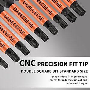 10-Pack 8 Point Star Bit - Professional 8 Point Torx Bit (Magnetic Heads & Hex Shank) - Double Square Bit Set Made of Premium S2 Alloy Steel - 8 Point Star Bit for Trailer - Sizes #1, #2 and #3