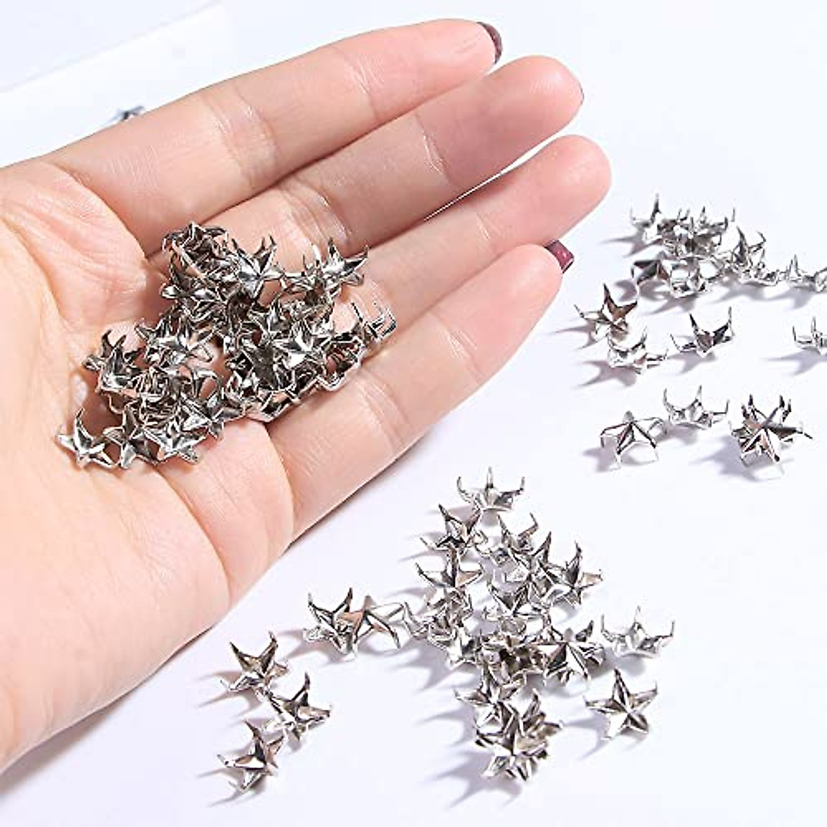 100Pcs Metal Star Shaped Rivets for Leather, Spikes Studs Rivets Studs for Leather Craft Clothing Bags Belts, Bag Shoes Clothes Bracelet Leather Craft