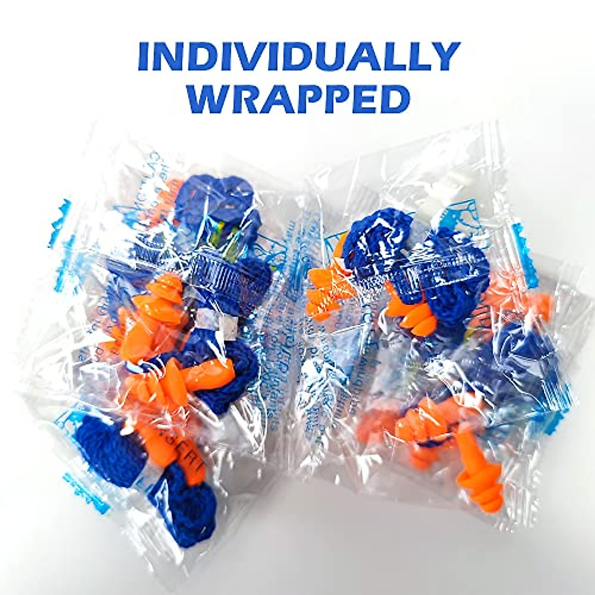 12 Pairs Corded Silicone Ear Plugs - Individually Wrapped - Reusable Noise Cancelling Earplugs for Hearing Protection - Shooting Range Noise Reduction, Construction Work, Hunting Ear Protection