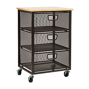 Mind Reader Rolling Storage Cart with 3 Drawers, File Storage Cart, Utility Cart, Office Cart Drawer Storage, Bathroom Storage