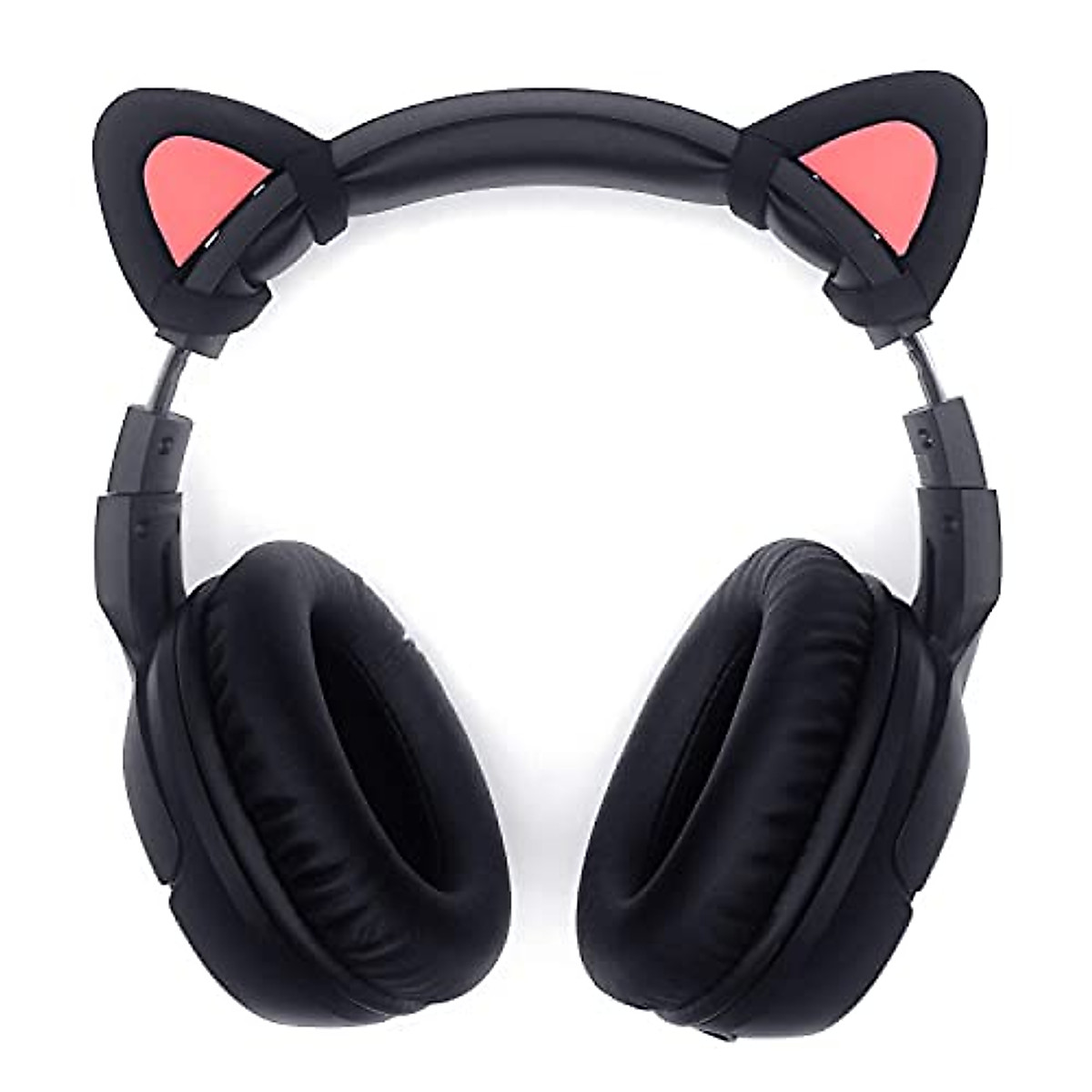 Cute Cat Ears Fits for HypreX Cloud/Cloud Stinger/Cloud Flight Headsets, Universal Fit Lovely Kitty Adjustable Attachment Straps for Video Live Gaming Headphone,Black& Pink