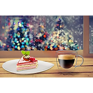 Red Rocks Double Wall Insulated Espresso Cups – Set of 2 4 Oz Double Walled Glass Coffee Mugs with Handles – Lead-Free Borosilicate Glass Espresso Cups – Thermal Clear Glass Cups for Home, Bar