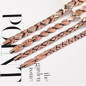 Feraco Copper Bracelet for Women for 99.99% Solid Copper Magnetic Bracelets Unique X Shape Links Magnet Jewelry (Fishtail with Ring)