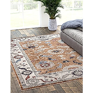 Rugs.com Eco Traditional Collection Rug – 5' x 8' Almond Beige Medium Rug Perfect for Bedrooms, Dining Rooms, Living Rooms