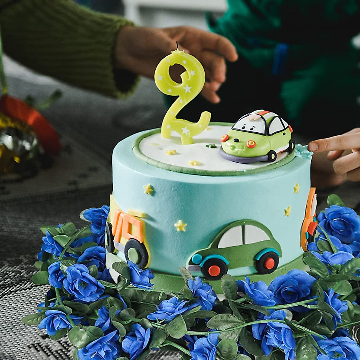 WEISPARK Fake Flowers - 4pcs 8.2 FT Artificial Rose Vine Flower Plants Hanging Rose Ivy for Home Hotel Office Wedding Party Garden Craft Art Décor (4pcs Royal Blue)