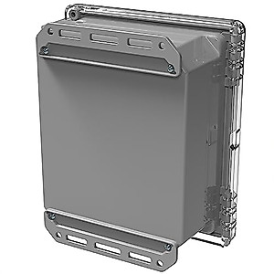 Serpac I342HL,TCBG (5.46 x 10.23 x 11.75 in) Polycarbonate IP67 Waterproof UL 508A Plastic Project Junction Box Enclosure with Clear Top Hinged Cover, Plastic Rustproof Latchs, and Gray Bottom