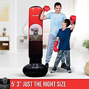 Punching Bag for Kids 8-12, Inflatable Kids Punching Bag for 3-8 Years, Karate Gifts for Boys, Kids Boxing Bag, Kid Punching Bag, Kickboxing, Taekwondo Ninja Toys