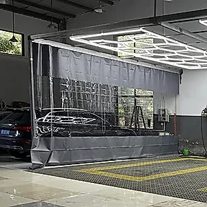 exproyzk Outdoor Vinyl Curtain with Clear Tarp Panel - Waterproof Tarpaulin - 100% UV & Weather Resistant - for Porch, Screen Rooms, Gazebos - with Hook (Color : Clear, Size : 5x2.5m)