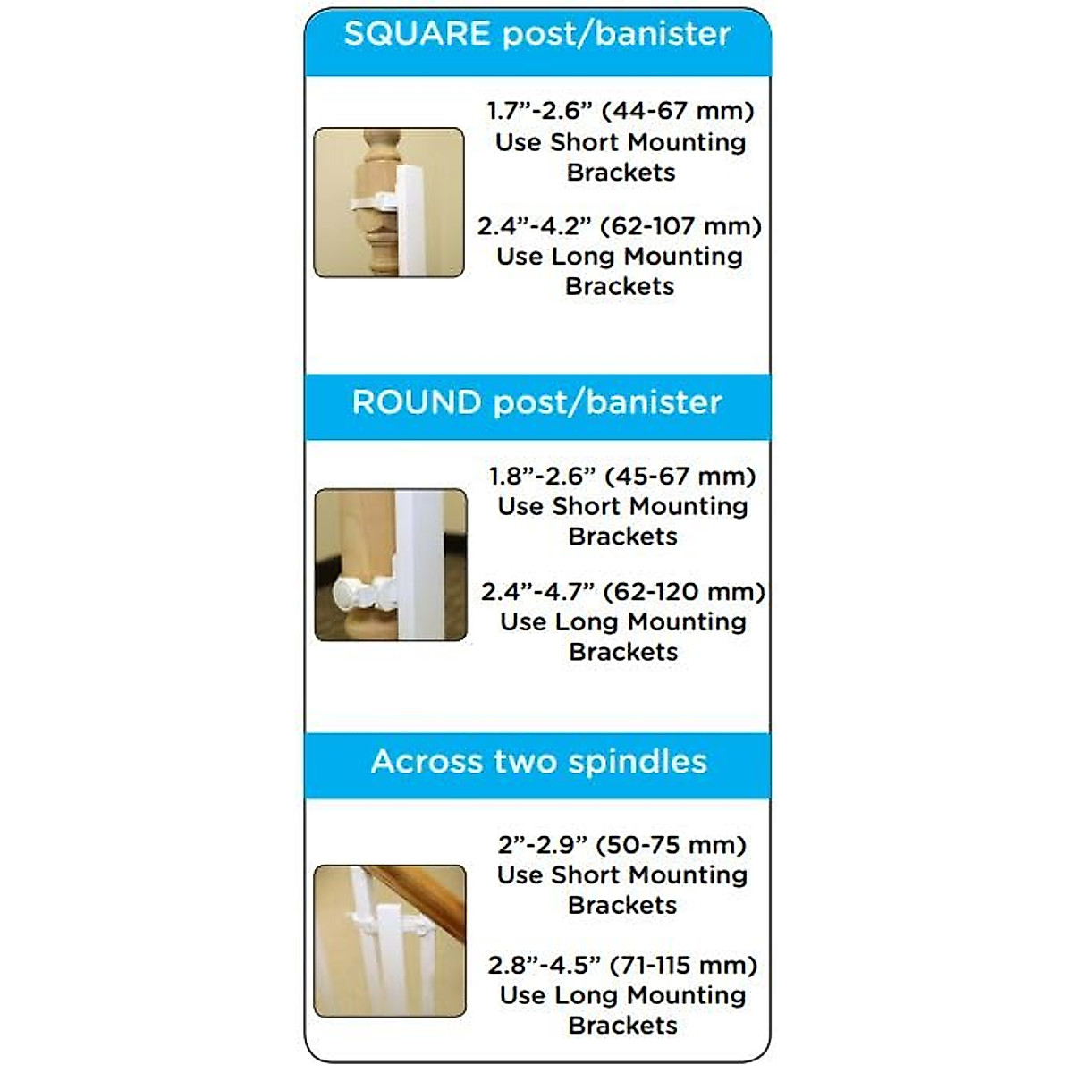 Qdos Safety Universal Stair Mounting Adapter for All Baby Gates | Slate | Universal Solution for Gate Installation on Banisters and Spindles - No Screws in Banister - Easy Installation