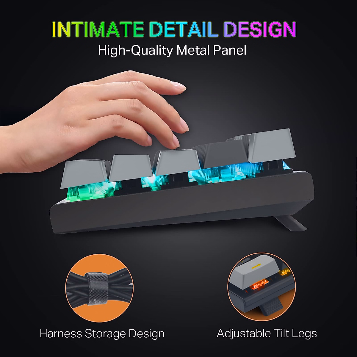 E-YOOSO 60% Wired Mechanical Gaming Keyboard, RGB Backlit Ultra-Compact 61 Keys Hot Swappable Mini Waterproof Wired Office Keyboard with Blue Switches for Windows, Mac OS Gamers (Black Grey)