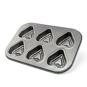 Luxshiny 6 Hole Metal Mini Cake Pan Muffin Baking Tray Pastry Heart Baking Tray Wedding Valentines Day Romantic Cupcake Tray