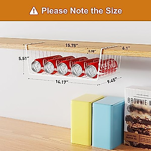 Bellsal Under Shelf Basket, 4 Pack Metal Hanging Wire Shelf Under Shelf Storage, Slides Under Cabinet Shelf, Space Saving for Kitchen Pantry Office Bathroom Bookshelf Under Shelf Organizer, White