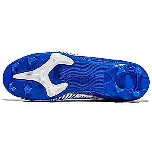 Kids Soccer Shoes Firm Ground Youth Soccer Cleats Boys Spike FG High-Top Football Boots for Outdoor Training White Blue