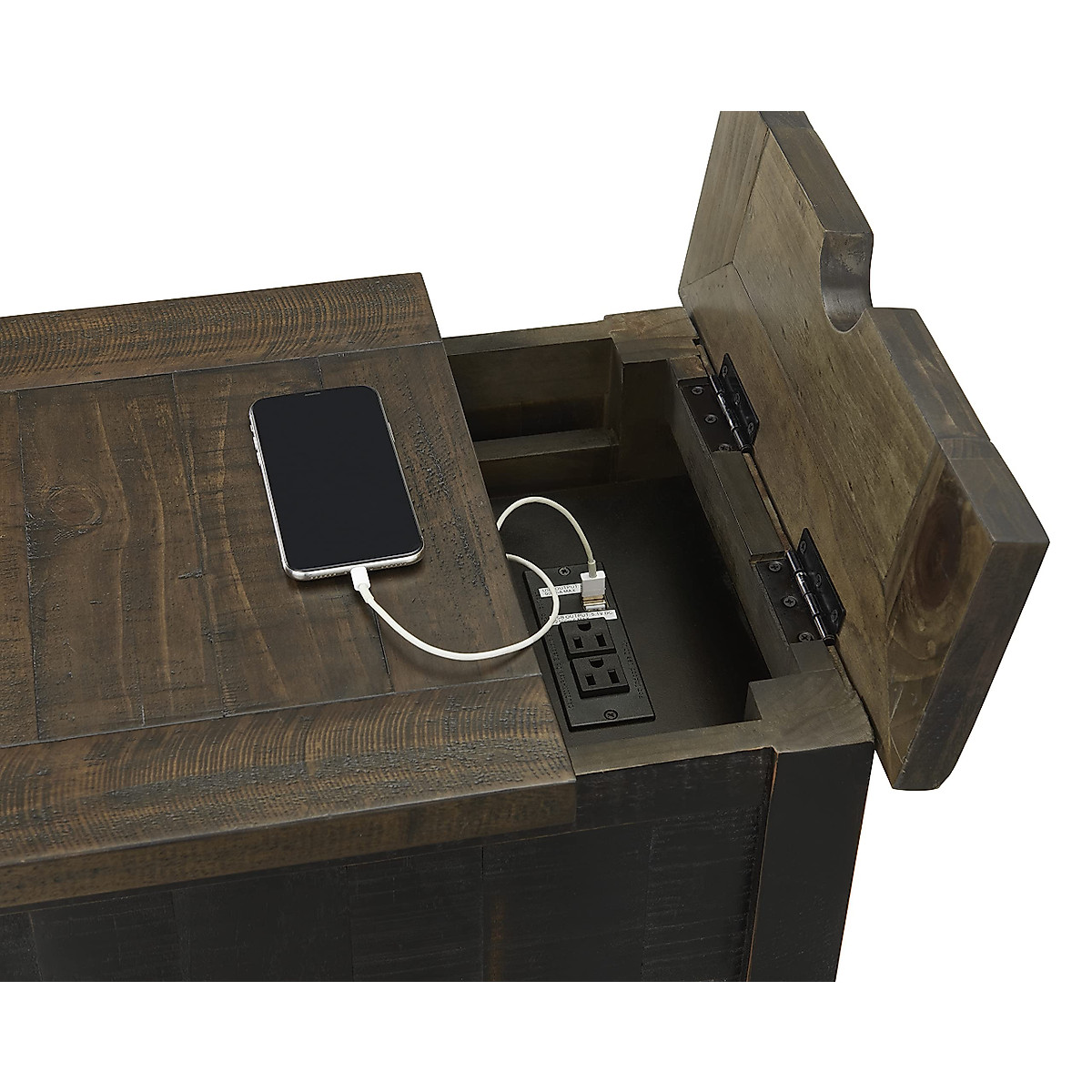 Martin Svensson Home Monterey Chairside Table - Rustic Farmhouse Style with Drawers - Cream White and Brown Top - Bedroom or Living Room Furniture for Storage, Solid Wood, Antique Finish