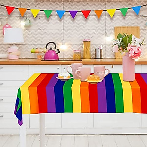 DYLIVeS 4 Pack Rainbow Tablecloth, Carnival Pride Tablecloth Disposable Plastic Rectangle Rainbow Tablecover for Holiday Pride Party Anniversary Birthday Party Decoration Supplies, 54 x 108 Inch