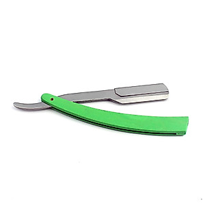 DDP MANUAL FOLDING SHAVING KNIFE BEARD CUTTER SHAVER STRAIGHT EDGE 'DOUBLE BARBER RAZOR GREEN UP TO 22 BLADES (SET OF 11 BLADES)