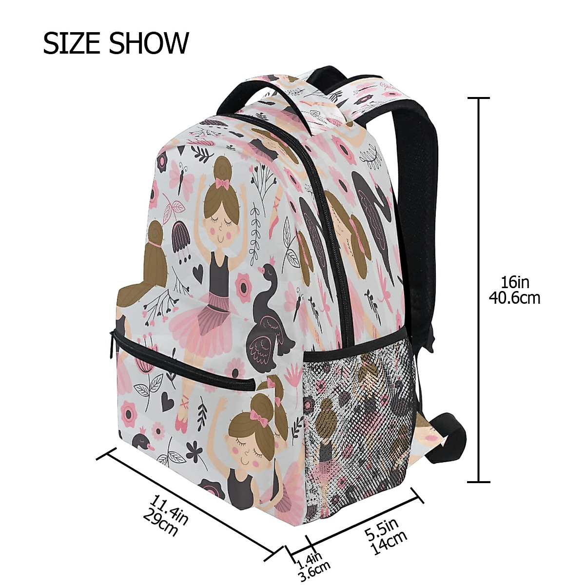 Cute Ballerina Girl Backpack for Girls School Bags Bookbags for Teen Kids Travel Laptop Daypack Bag Laptop Backpacks