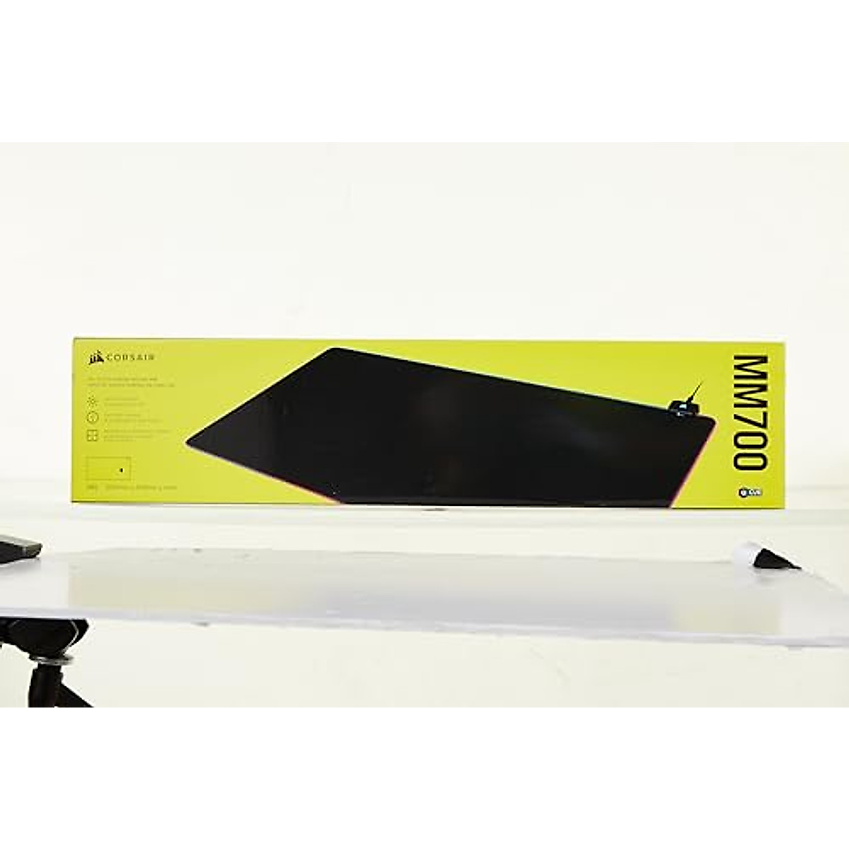 Corsair MM700 RGB Extended 3XL Cloth Gaming Mouse Pad/Desk Mat - Massive 1,220mm x 610mm (48” x 24”) Cloth Surface, 360° Three-Zone RGB Lighting, Two USB Ports - Black