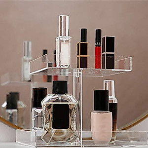 Perfume Organizer Display Tray Acrylic Handmade Large Vanity Trays Makeup Storage Holder Bathroom Organizer Countertop for Table Cabinet Kitchen Countertop